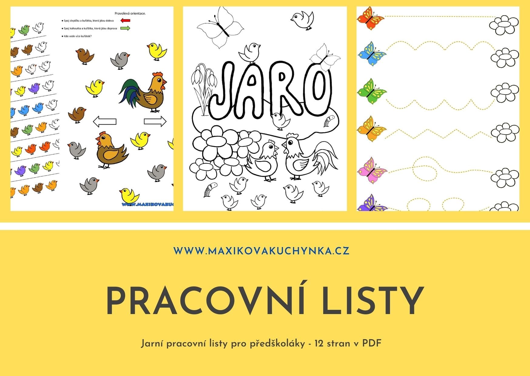 Jarní pracovní listy pro předškoláky - 18 stran v PDF - Maxíkova kuchyňka