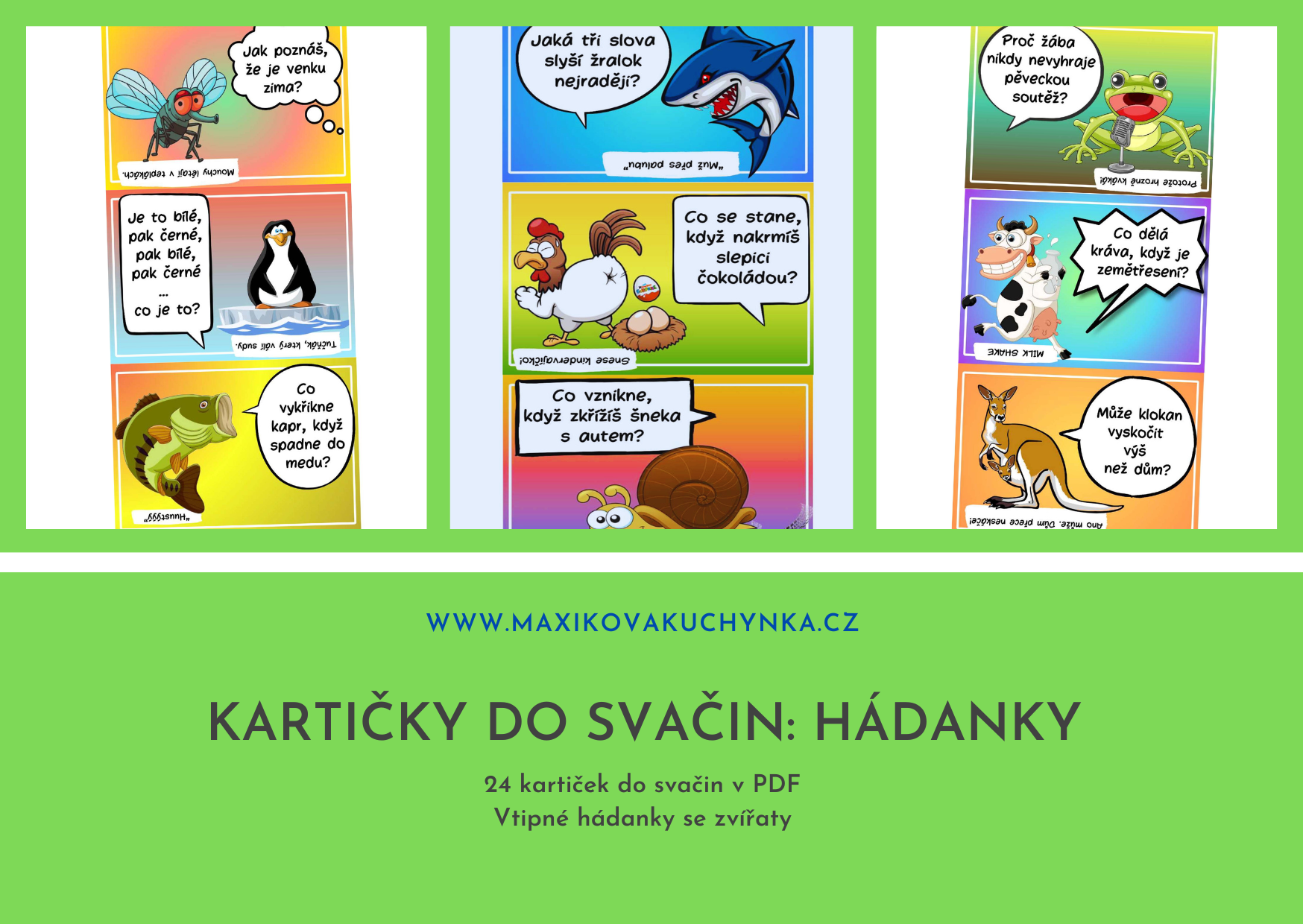 Kartičky do svačin: hádanky - 24 ks v PDF - Maxíkova kuchyňka